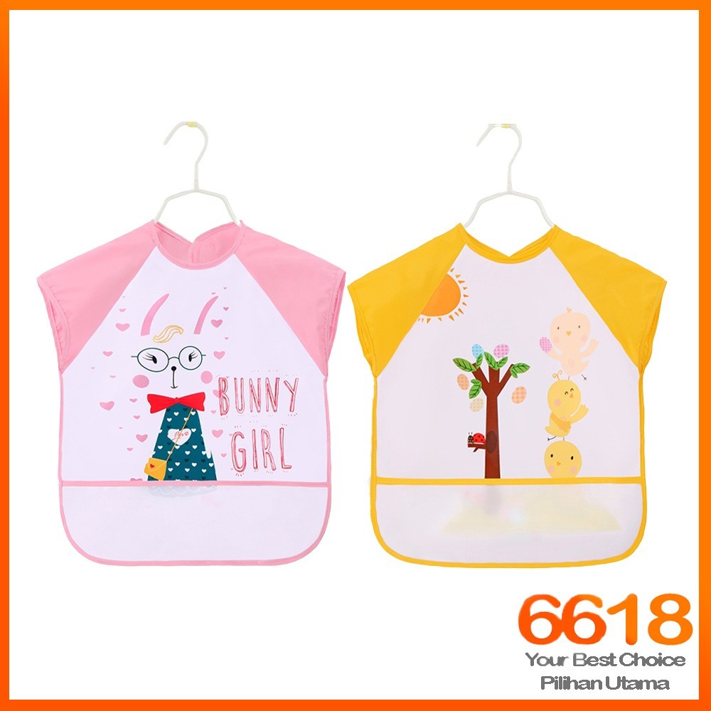 EVA Bayi Bib Poliester Waterproof Oil Proof Mudah Bersihkan Lengan ...