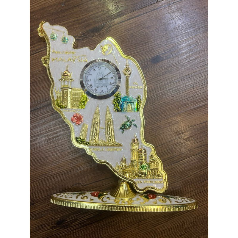 Malaysia map souvenir Metal table clock decoration twin tower KLCC ...
