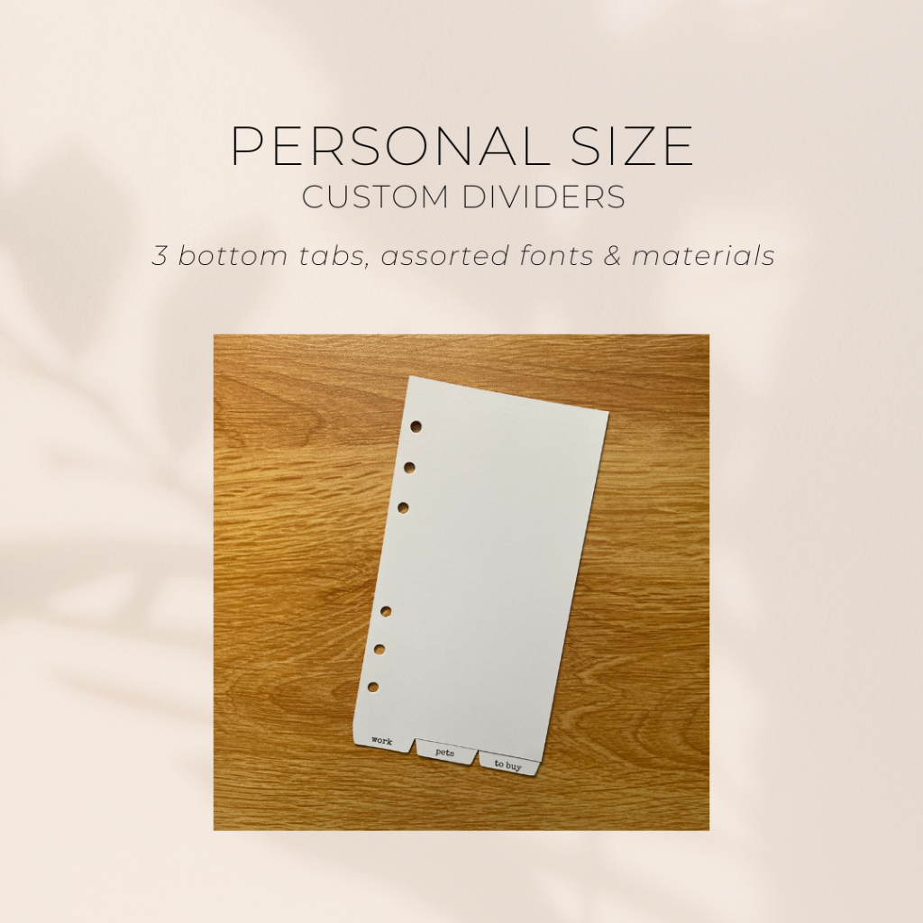 Personal Size Custom 3 Bottom Tabs Dividers for Planner and Journal ...