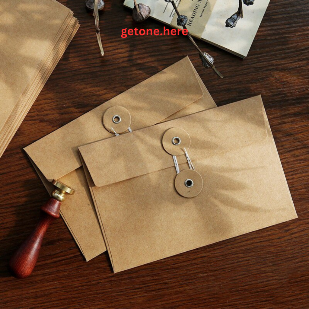 Vintage Brown Kraft Paper Envelopes with Button String Tie Closure ...