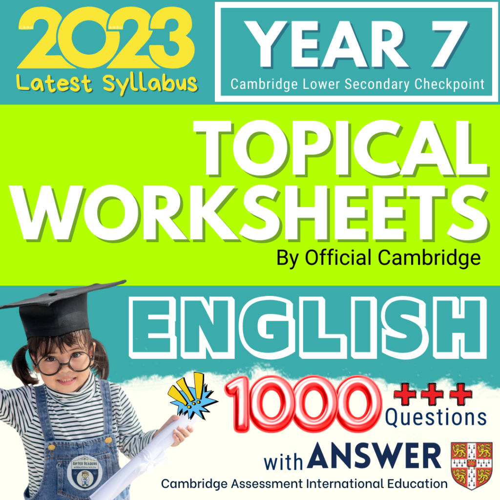 9 Cambridge Lower Secondary Checkpoint Y7 English Topical Worksheet ...