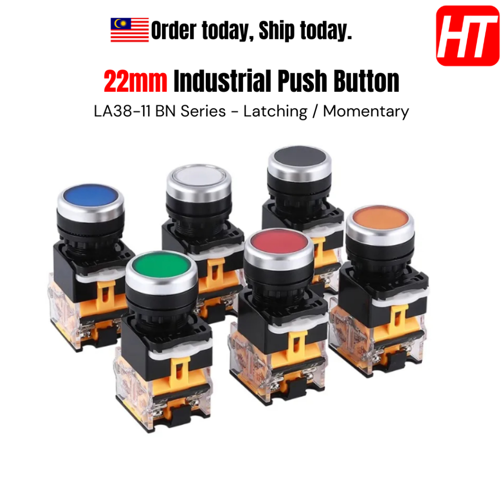 [1PC] 22mm Industrial Push Button Switch LA38-11BN Series 10A 440V Latching / Momentary | Shopee ...