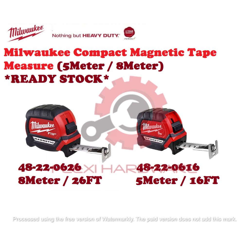Milwaukee 5m/16ft , 8m/26ft Premium Magnetic Tape Measure Measuring ...