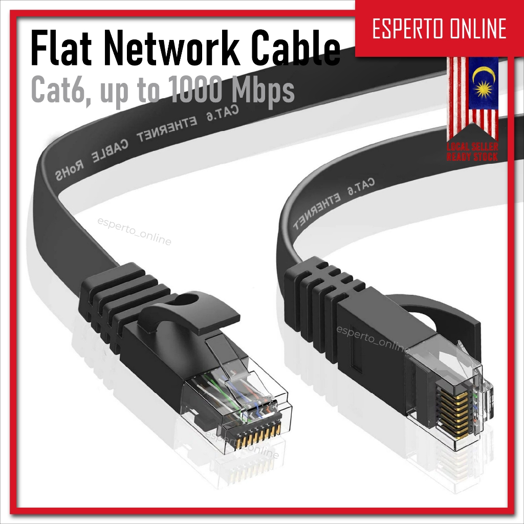 𝟐𝟒𝐡𝐫 𝐒𝐡𝐢𝐩 📦 High Quality CAT6 Flat RJ45 Gigabit Ethernet LAN Cable (5m ...