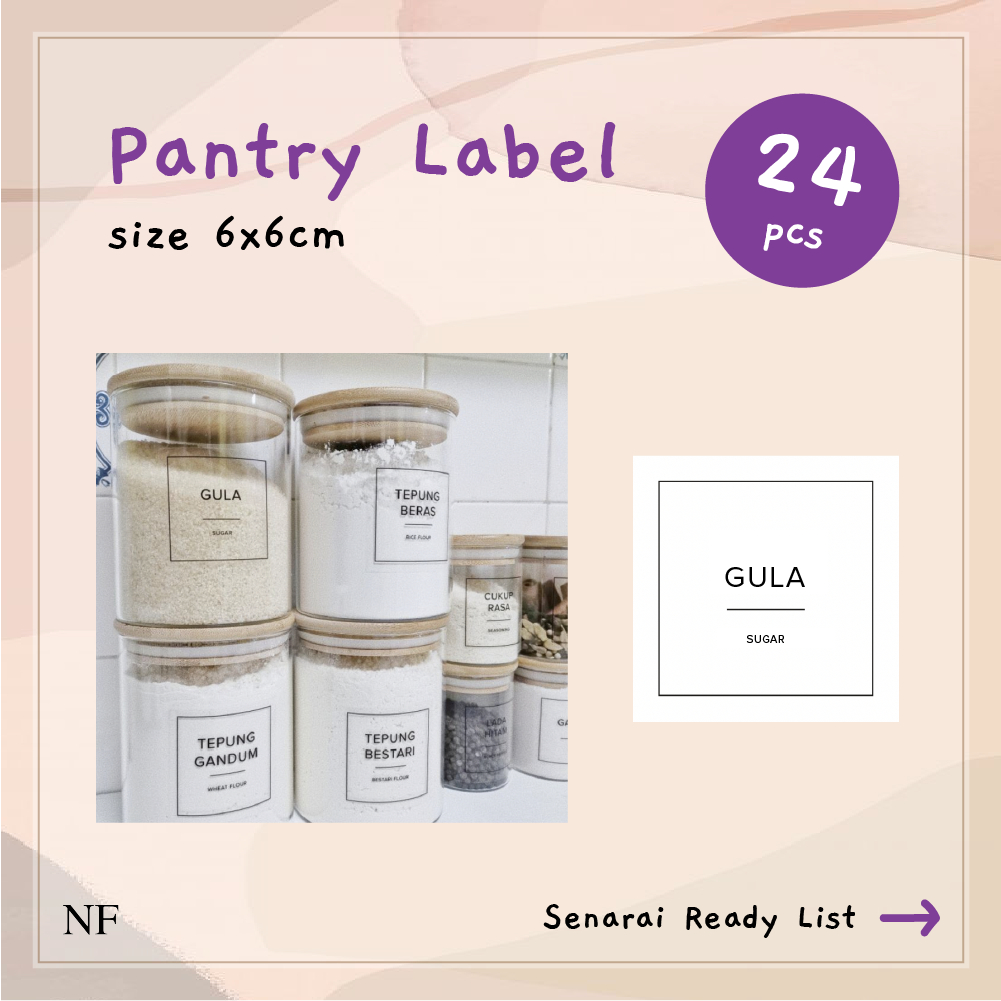 24pcs Sticker Dapur Minimalist / Sticker Label Dapur Waterproof ...