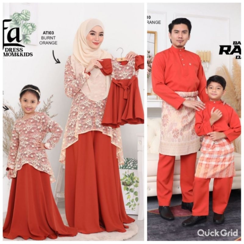 DRESS ATIFA, KURUNG ZULIA & BAJU MELAYU RAYYAN SEDONDON / BURNT ORANGE ...