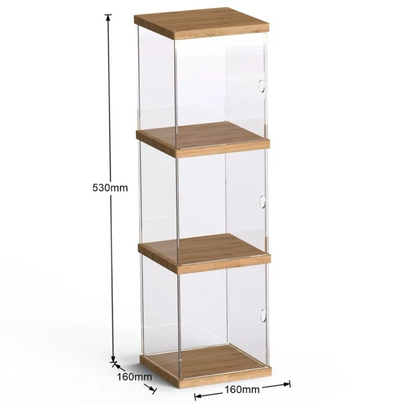 Small Wooden Display Box Showcase Dust-proof for Figures/Cosmetic ...