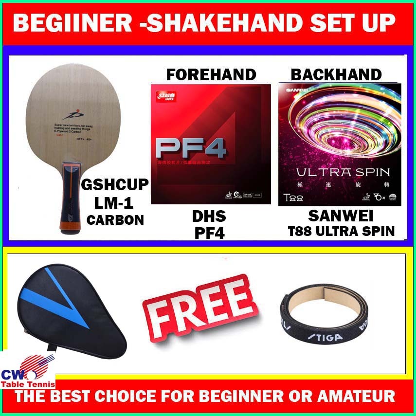 GSHCUP LM-1 CARBON BLADE SET UP + DHS PF4 + SANWEI T88 ULTRA SPIN ...