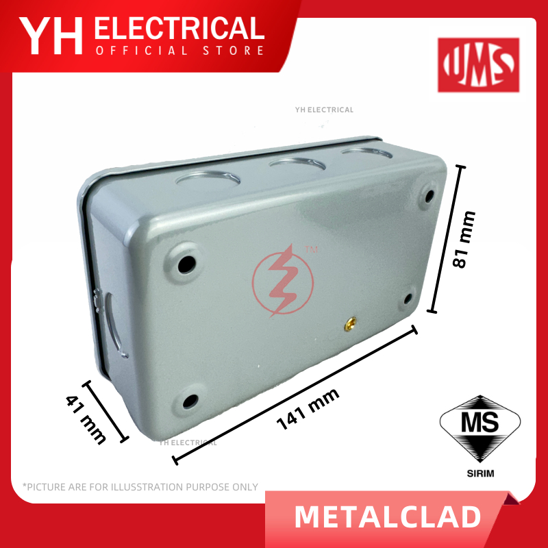 UMS METAL CLAD Double/ 2Gang 13A SP Switched Socket Outlet (SIRIM ...