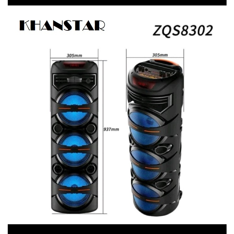 ZQS 8302/8301 SPEAKER KARAOKE/ BLUETOOTH USB /AUX Portable LED Rechargeable Bluetooth Bass ...