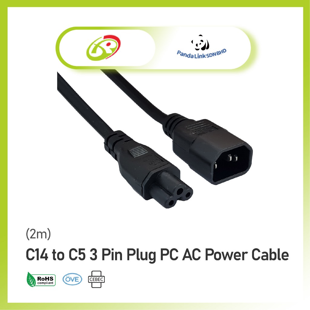 C14 to C5 3 Pin Plug PC AC Power Cable (2m) | Shopee Malaysia