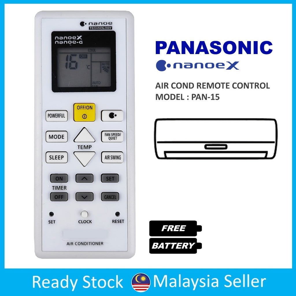 Panasonic Air Cond Aircond Air Conditioner Nanoe Remote Control PAN-15 ...
