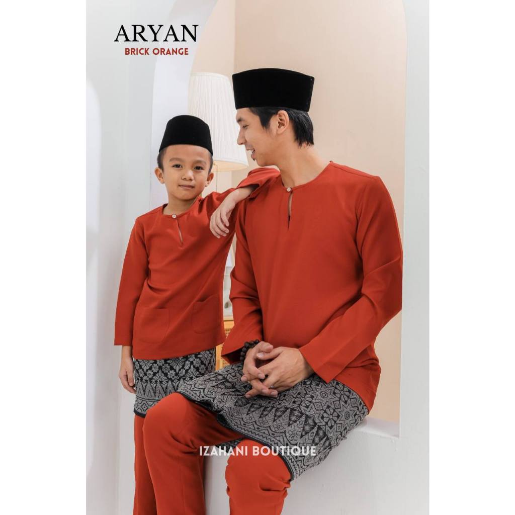 BRICK ORANGE/ORANGE BATA HOT COLOUR RAYA 2024, BAJU MELAYU, KURTA ...