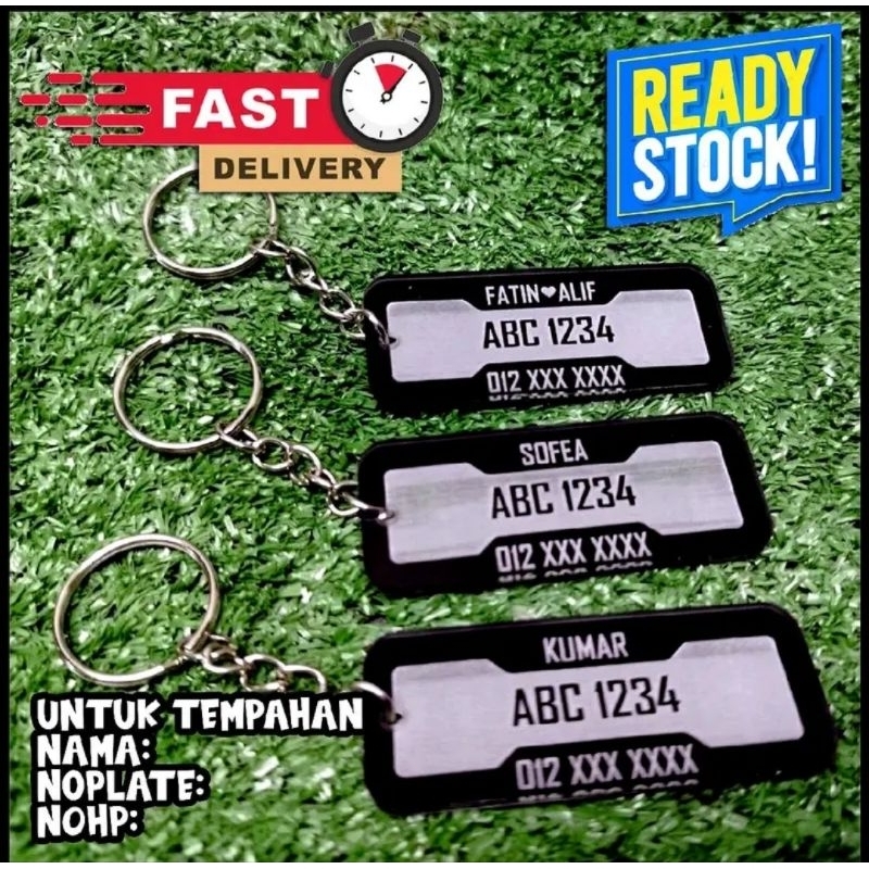Keychain Plate Custom Nama dan No Hp | Shopee Malaysia