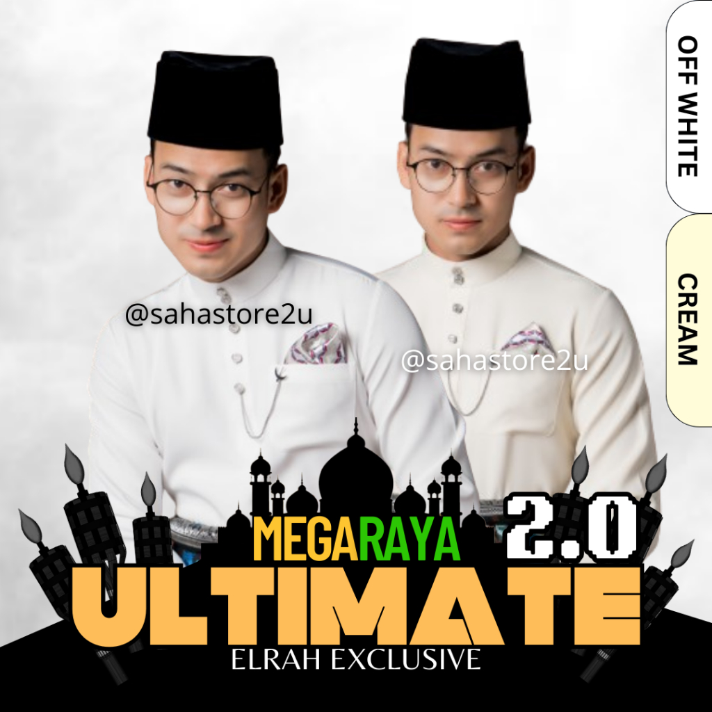 Baju Melayu Ultimate 2.0 Elrah Exclusive BAJU RAYA Off White Cream ...