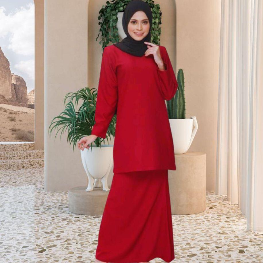 Baju kurung moden Plain material soft Como crepe | Shopee Malaysia