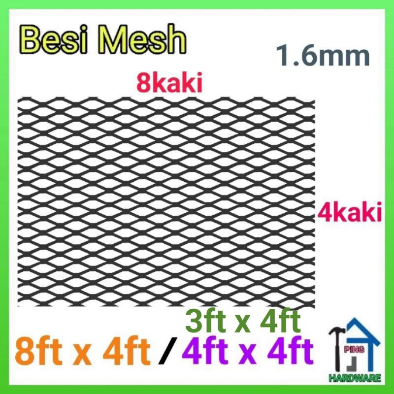 Expanded Metal Diamond Mesh 4FT x 4FT(JARING BESI/BESI MESH) 1.6mm ...