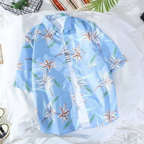 Baju Hawaii T-Shirt Men Women Beach T-shirt Hawaii lelaki Bunga Raya ...