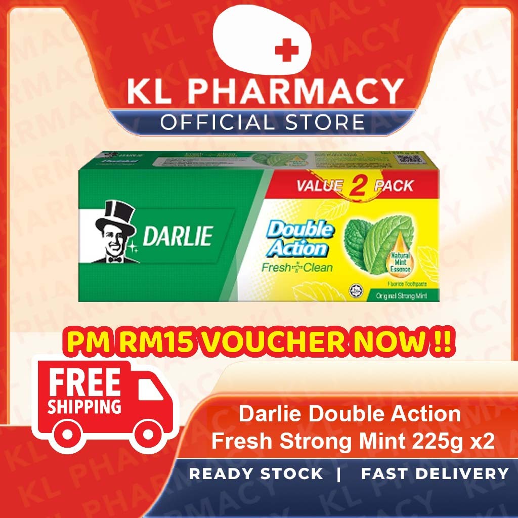 Darlie Double Action Fresh Strong Mint 225g x 2 (No free mug)/ 225g x1 (No Free Gift) | Shopee ...
