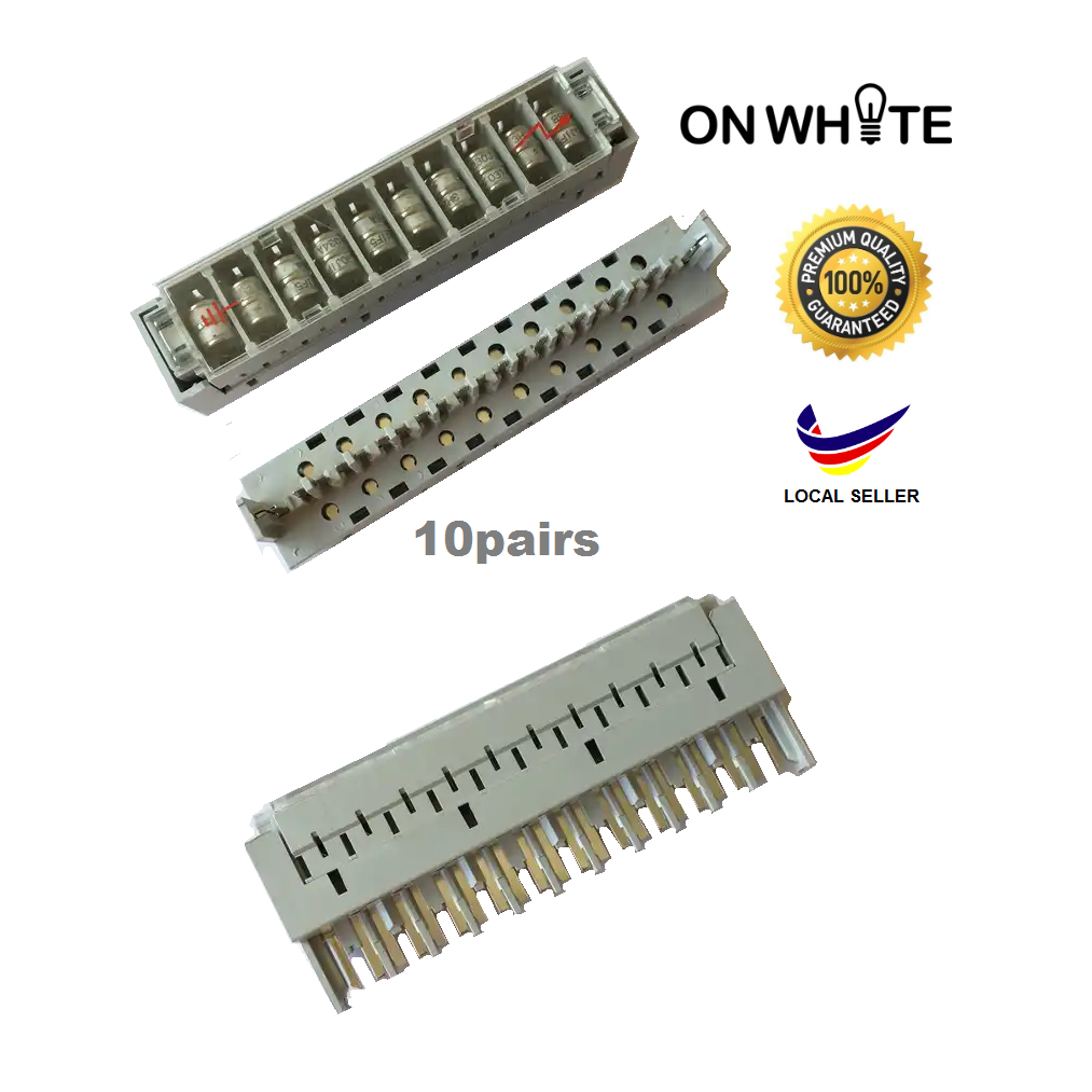 3 Pole 10 Pair Over-voltage Gas Tube Arrester Protection Magazine for ...