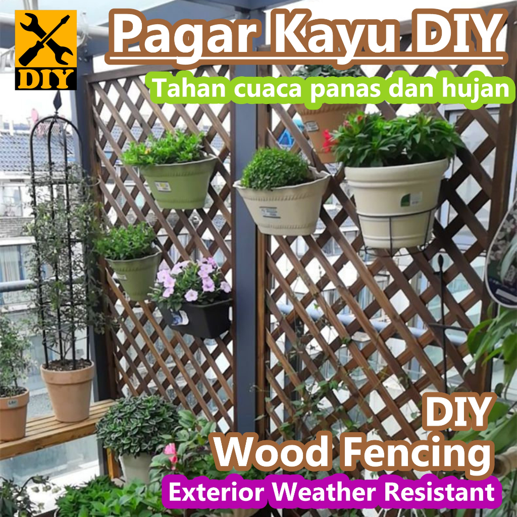 Pagar Kayu Wood Fencing XNet 180/200cm Outdoor Quality Wood Partition ...