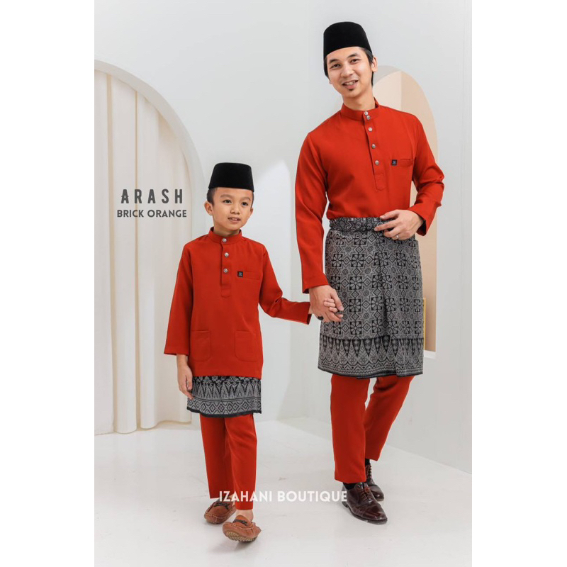 {{ARASH}} BAJU MELAYU BRICK ORANGE/OREN BATA/ BAJU MELAYU CEKAK MUSANG ...