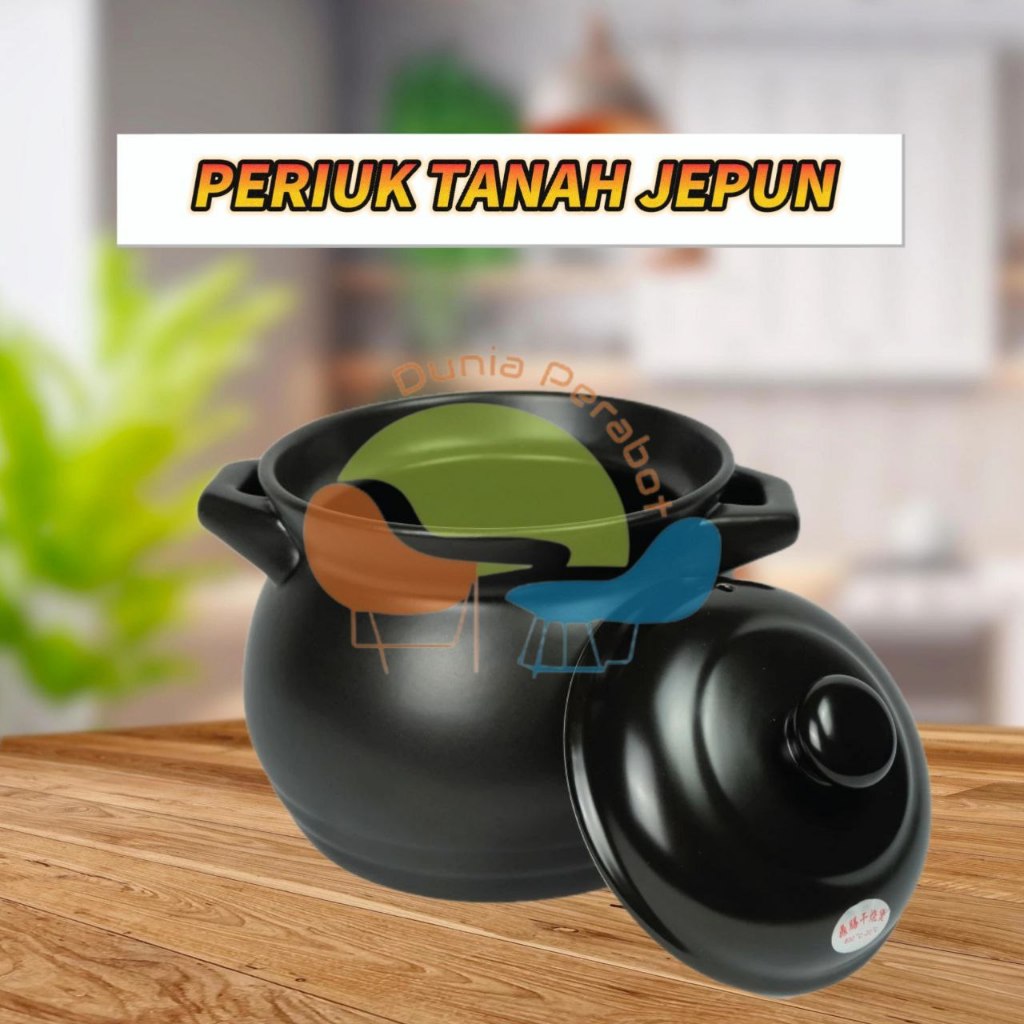 Periuk Tanah Liat Seramik Hitam Gaya Korea dengan Penutup/ Periuk ...