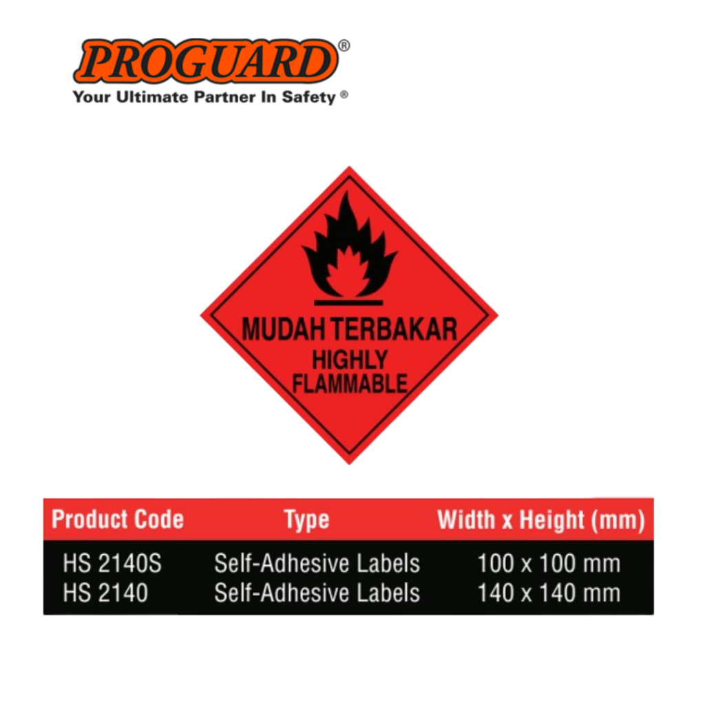 Proguard Highly Flammable Mudah Terbakar Hazardous Waste Substances ...