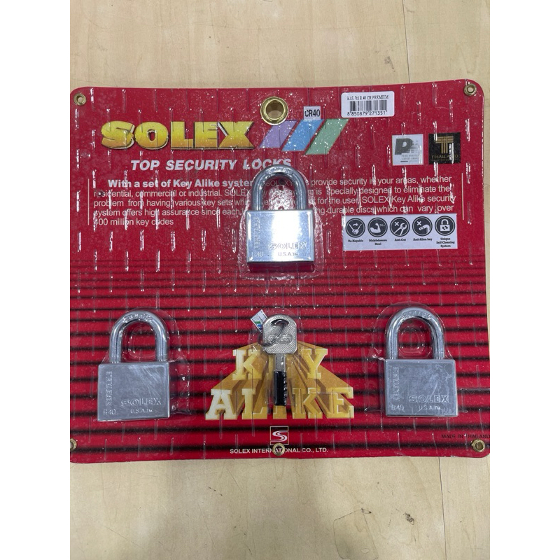 The Traders 100% Original Solex Premium CR40 Key ALike 3:1 Padlock 40mm ...