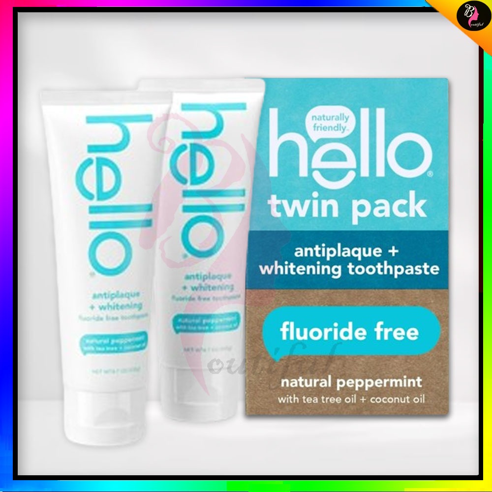 Hello antiplaque + whitening toothpaste| Natural Peppermint w Tea Tree ...