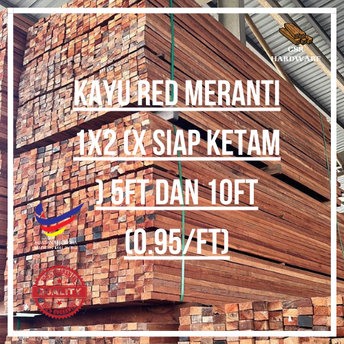 1'' x 2'' (8ft, 10ft) Solid Kayu Meranti Merah Wood Kayu Perabot - X ...