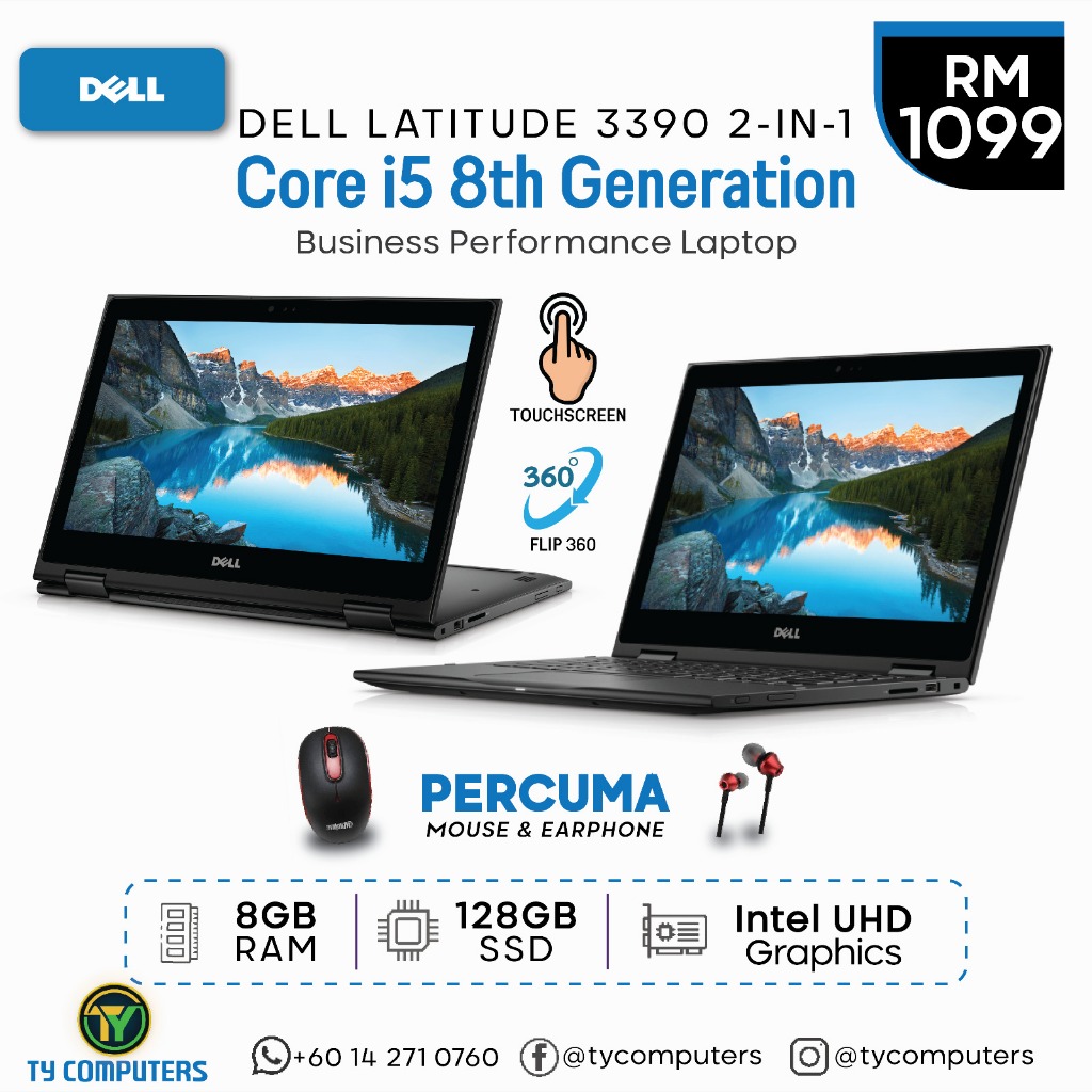 DELL LATITUDE 3390 2-IN-1 - i5 8th Gen | 8GB RAM | 128GB SSD | Shopee ...