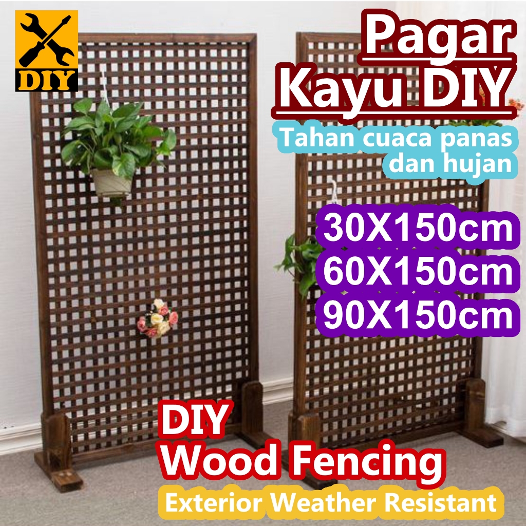 Pagar Kayu Wood Fencing Net150cm Outdoor Quality Wood Partition Garden ...