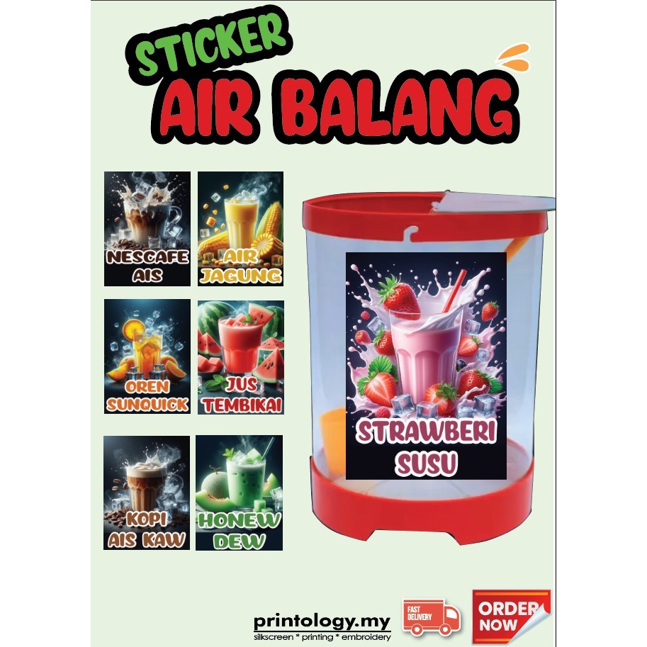 Sticker Air Balang Waterproof Pelbagai Perisa Design 2024 | Shopee Malaysia
