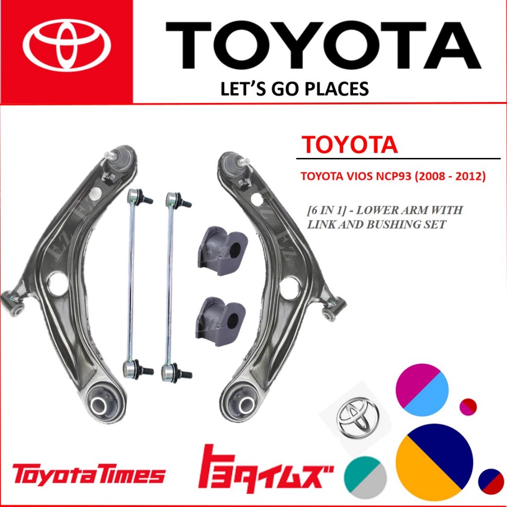 [6 IN 1] -FRONT LOWER ARM STABILIZER LINK BUSH SET FOR TOYOTA VIOS NCP42 NCP93 2002- 2012 ...