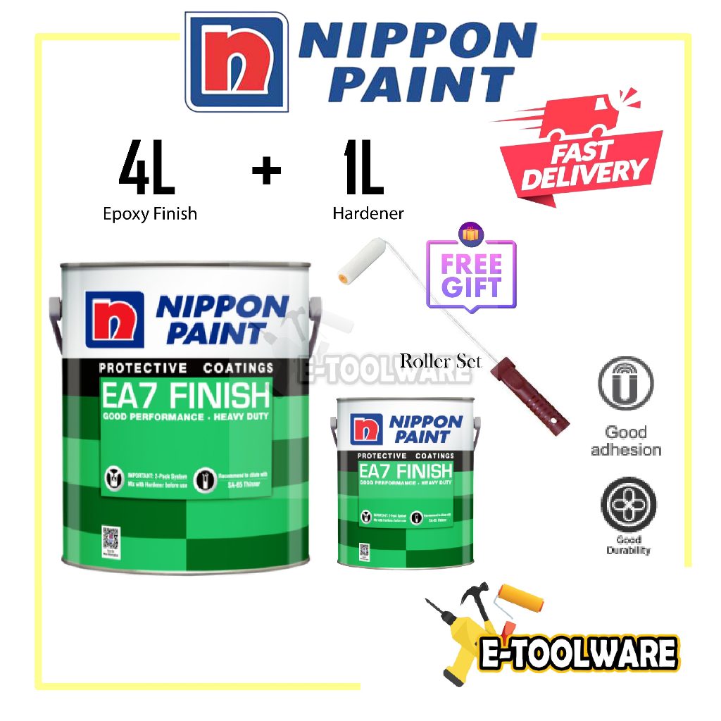 5L Nippon Paint EA7 Epoxy Floor Paint Cat Lantai Rumah Cat Lantai Simen ...