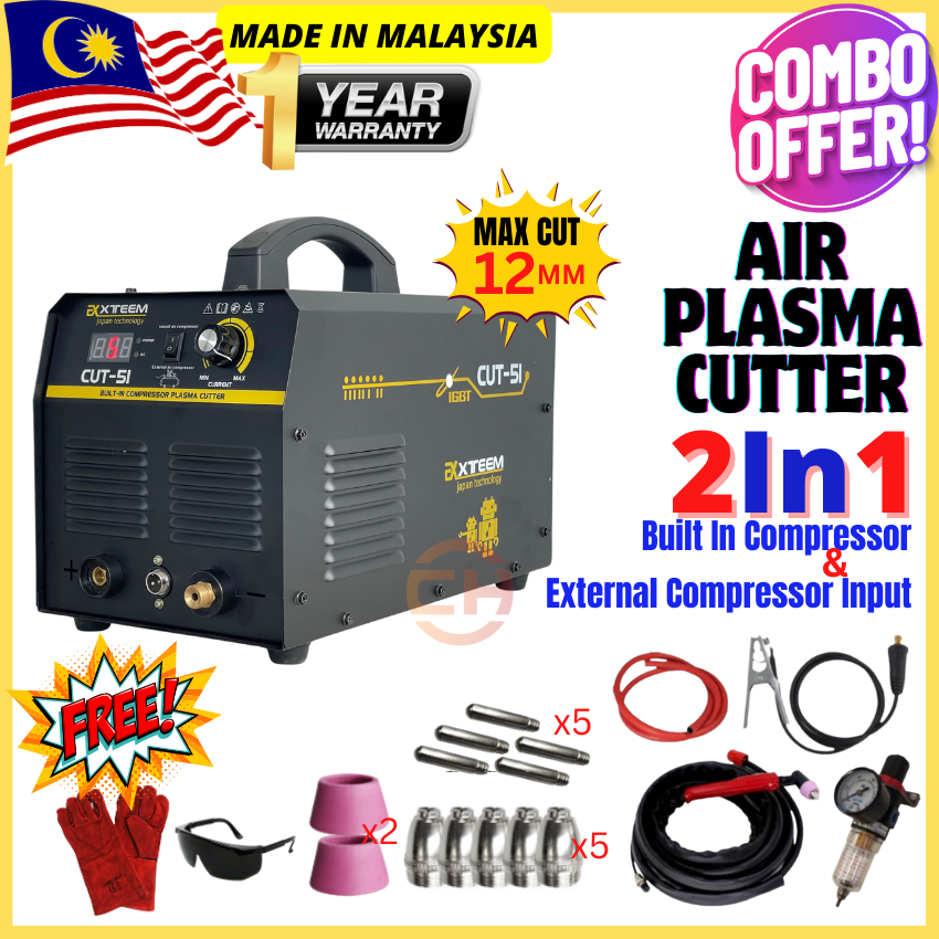 EXXTEEM IGBT Air Plasma Cutter CUT51 2IN1 Build-In Compressor ...