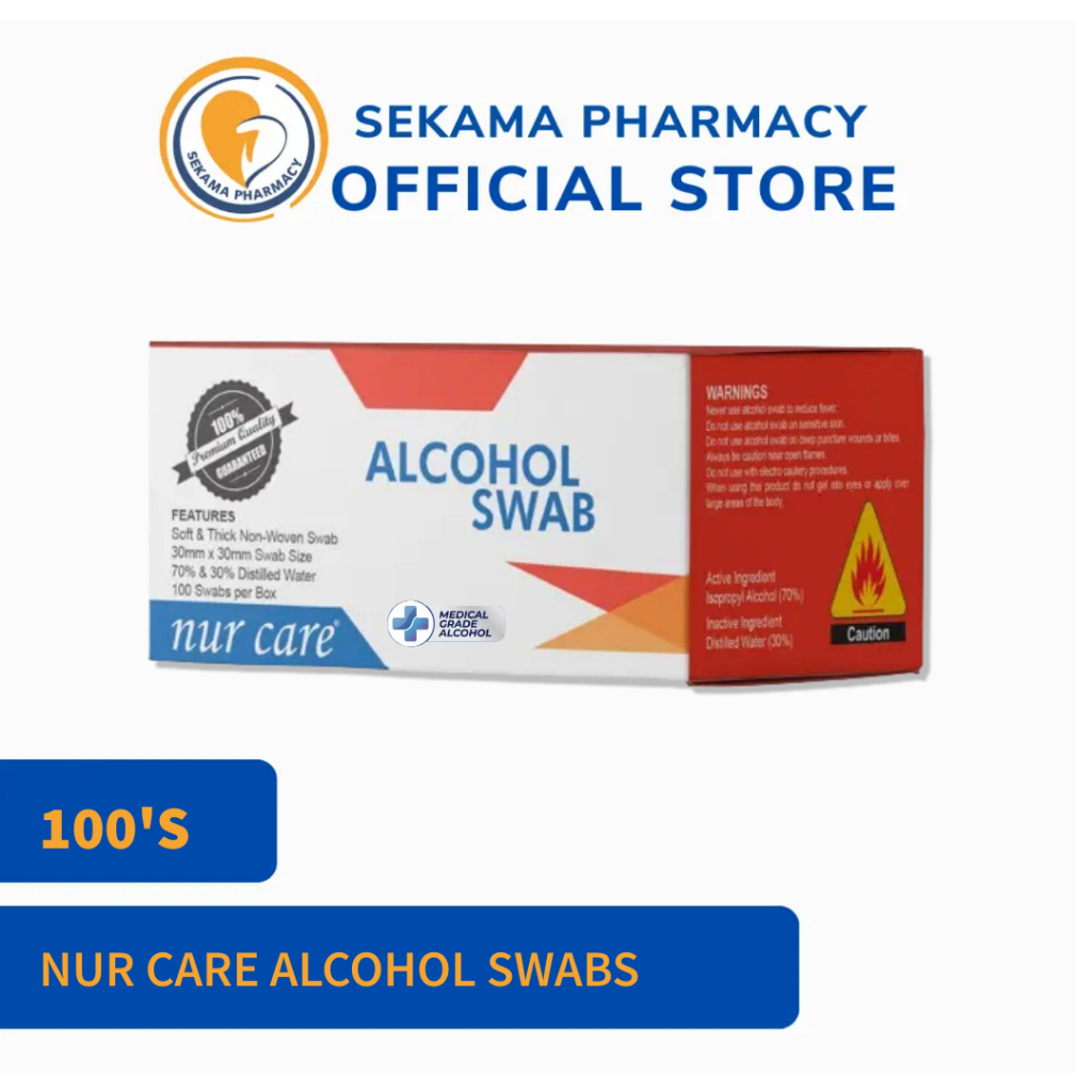 NUR CARE THICK ALCOHOL SWAB 100'S (70% ISOPROPYL AlCOHOL SIMILAR TO BD ...