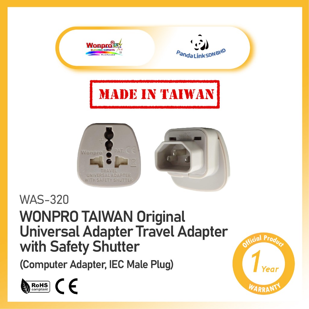 WONPRO WAS-320 Taiwan Original Universal Adapter Travel Adapter with ...