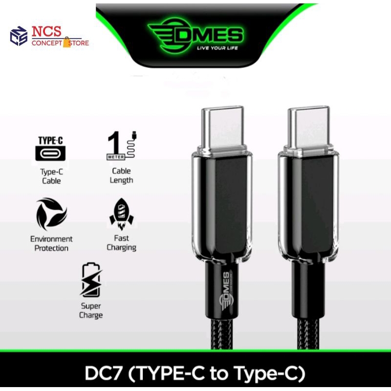 DMES DC7 Type-C To Type-C 3A 60W Cable QC 3.0 PD 60W Fast Charging Phone Cable With Low ...