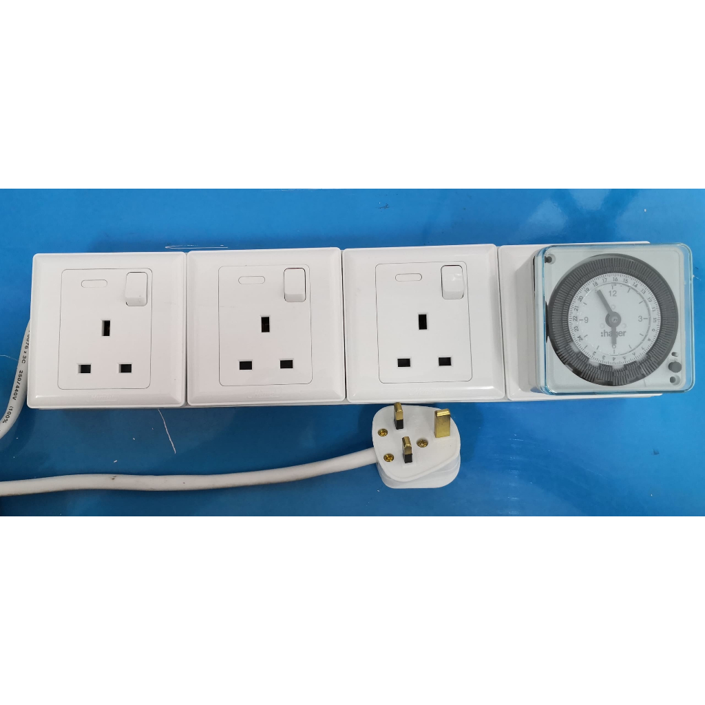 HAGER TIMER EH711 WITH 1WAY/2 WAY/3 WAY SWITCH SOCKET WITH 1 METER ...
