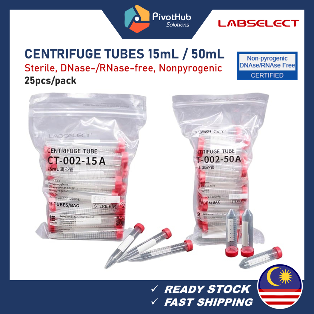 LABSELECT 15ml & 50ml Centrifuge Tube, Sterile, Bulk Packed, RNase ...