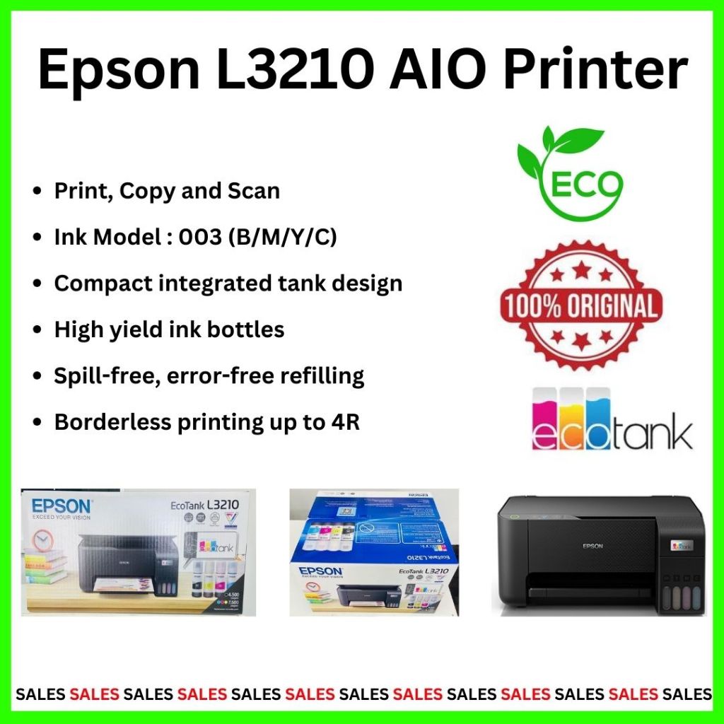 Epson Eco Tank L3210 AIO Printer | Shopee Malaysia