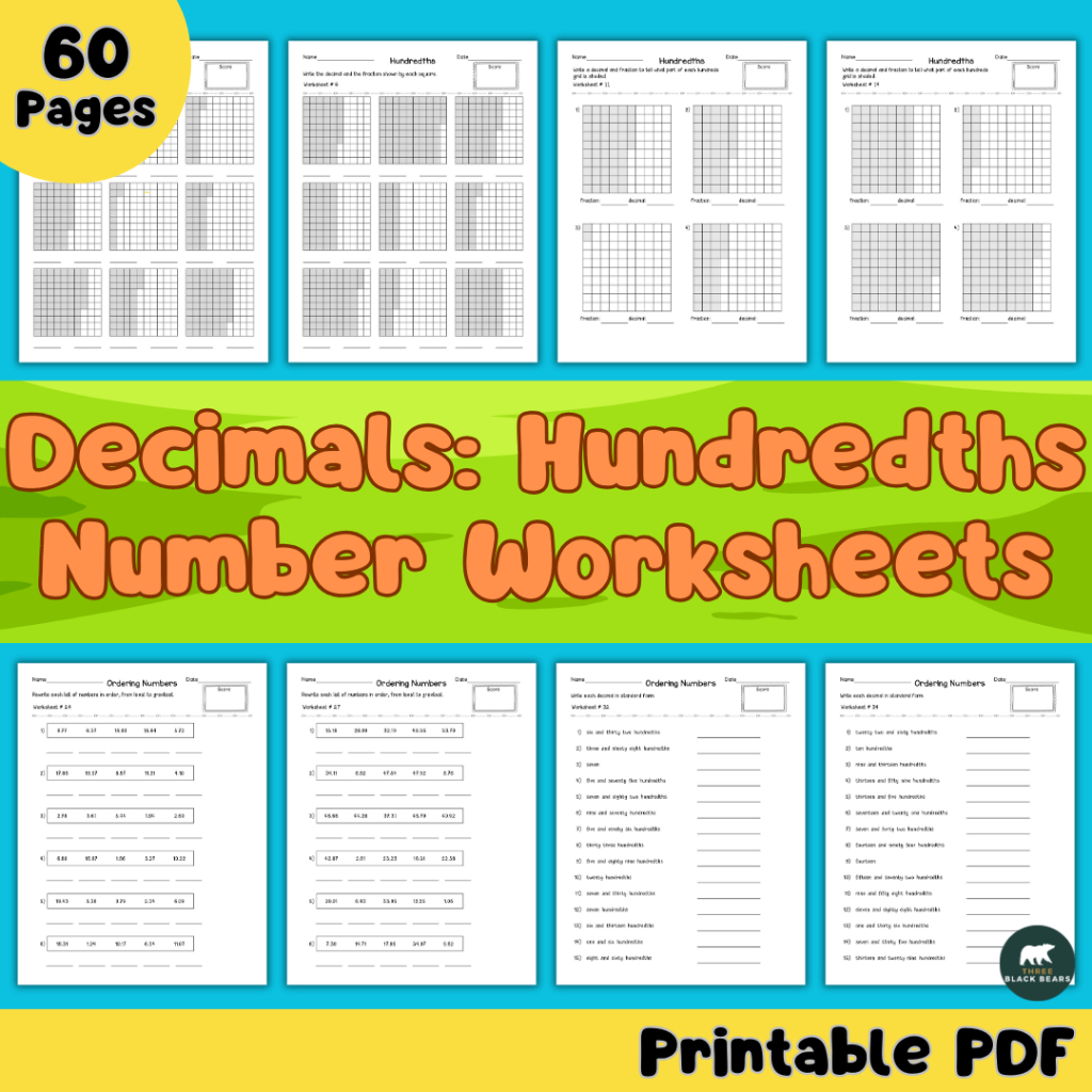 Printable Decimals: Hundredths Number Worksheets for Kids [PDF] | 60 ...