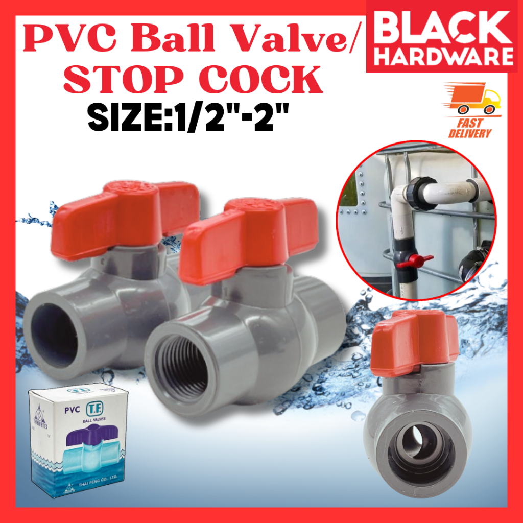 Black Hardware Pvc Ball Valve Pvc Stopcock Valve 1/2 3/4 Water Valve ...