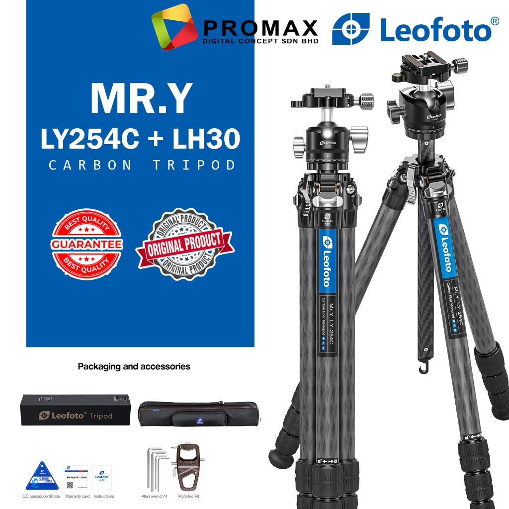 LEOFOTO MR Y TRIPOD LY-254C + LH-30 Y Shaped Center Column 4-section ...