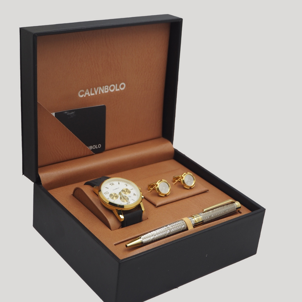 CALVNBOLO Watch Set For Men Analog Steel Strap ( Hassan mart) | Shopee ...