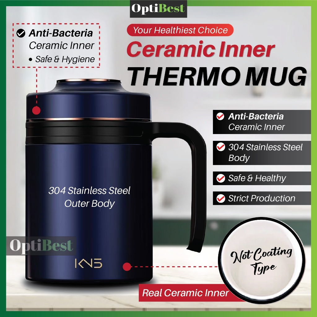OPTIBEST Ceramic Thermal Coffee Cup (420ml) Ceramic Termos Mug Thermos Flask Termos Water Bottle ...