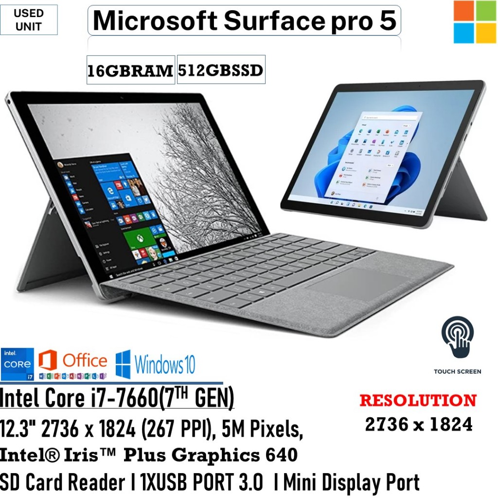 Microsoft Surface Pro 5 LTE /surface pro-7 Touch Screen core i7/core i5 8GBRAM/256GBSSD | Shopee ...