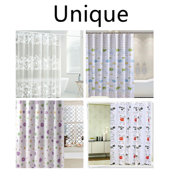 [ready Stock] Modern Printed Peva Waterproof Bathroom Shower Curtain